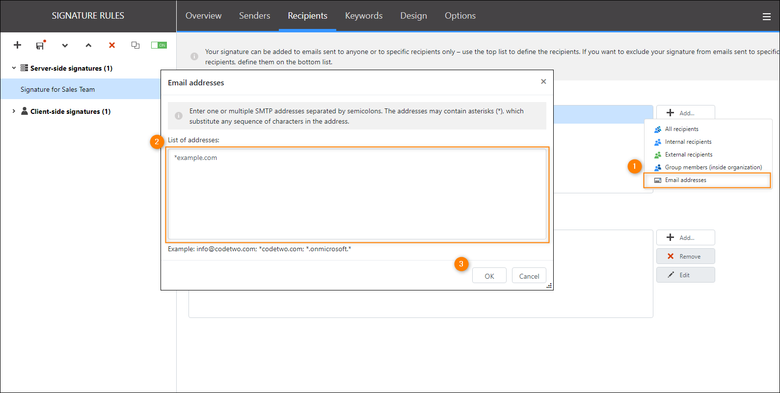 Examples of use - Use different signatures for different recipients ...