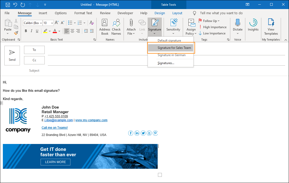 Examples of use - Use different signatures for different recipients | CodeTwo Email Signatures ...