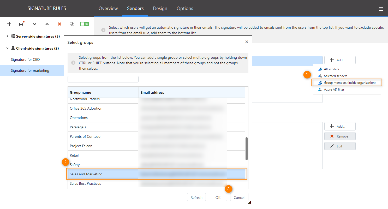Examples of use - Use different signatures for different senders ...