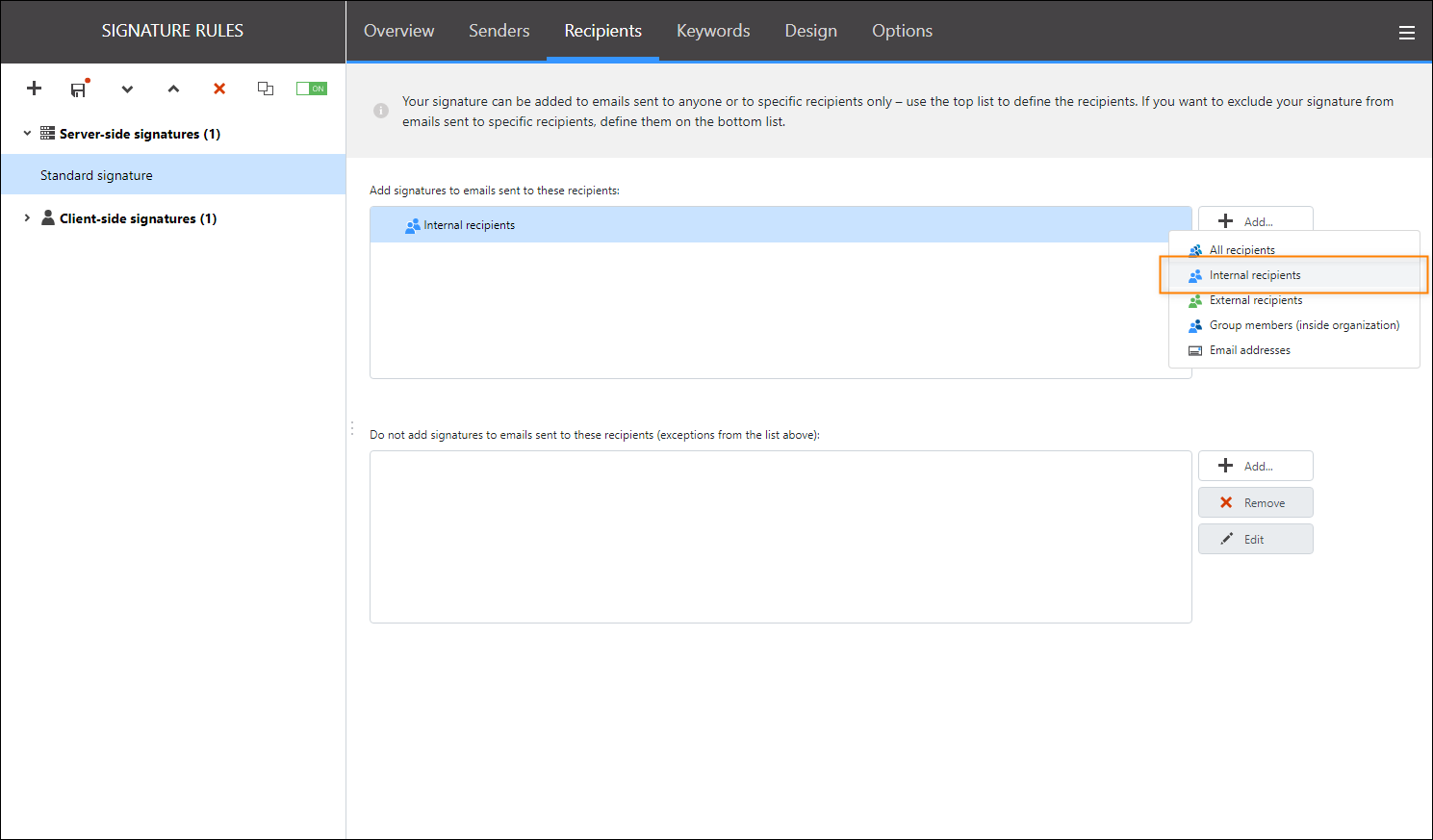 Examples of use - Add different signatures to internal and external emails | CodeTwo Email ...
