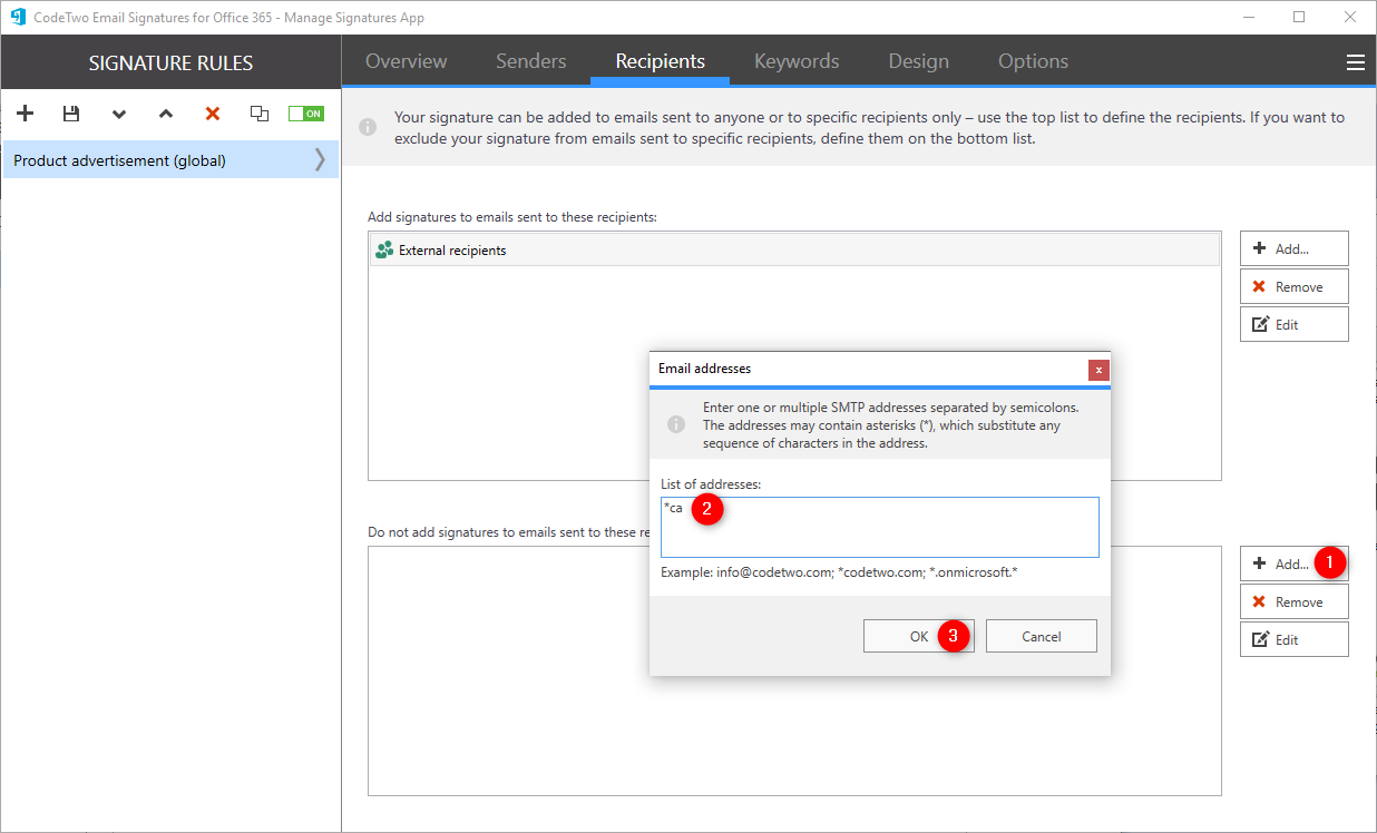 Signature management - Conditions and exceptions | CodeTwo Email ...