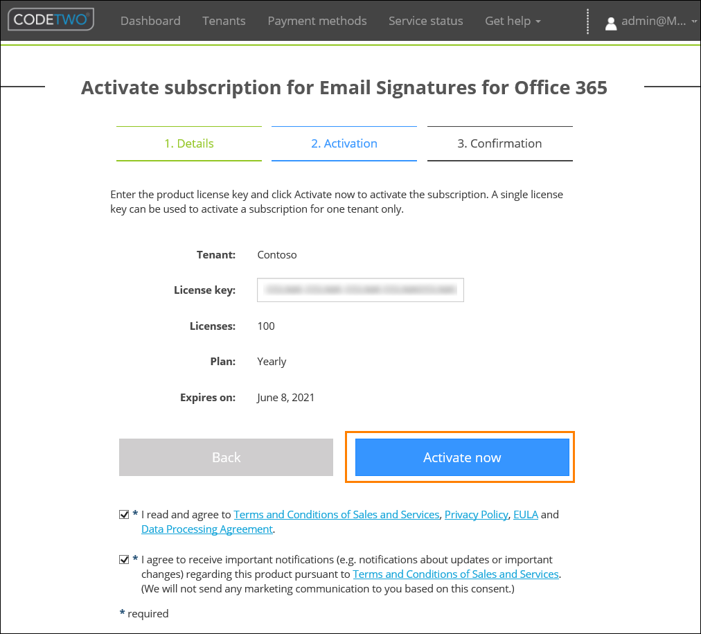 Licensing | CodeTwo Email Signatures for Office 365 User's manual