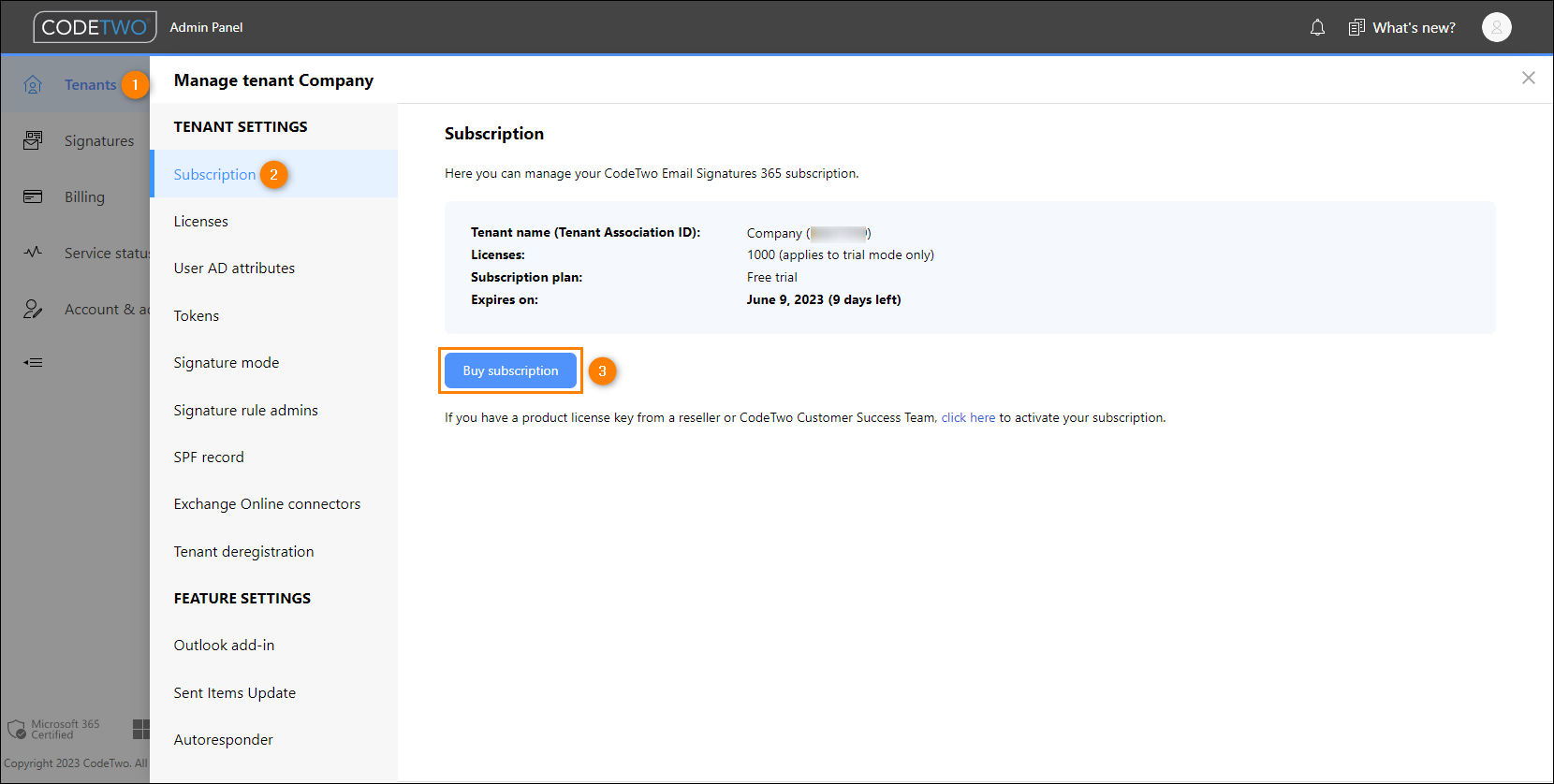 Licensing | CodeTwo Email Signatures 365 User's manual