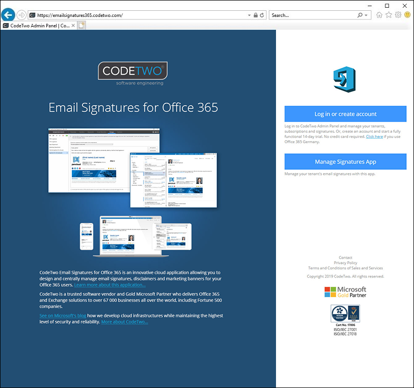 Installation and configuration - Creating a CodeTwo Admin Panel account | CodeTwo Email ...