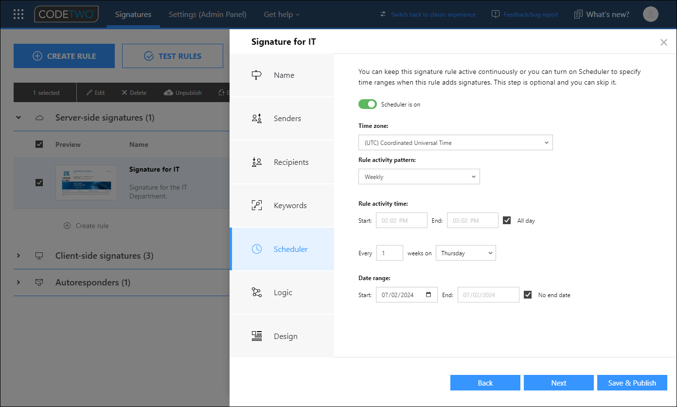 Email signatures - Set up conditions and exceptions | CodeTwo Email ...