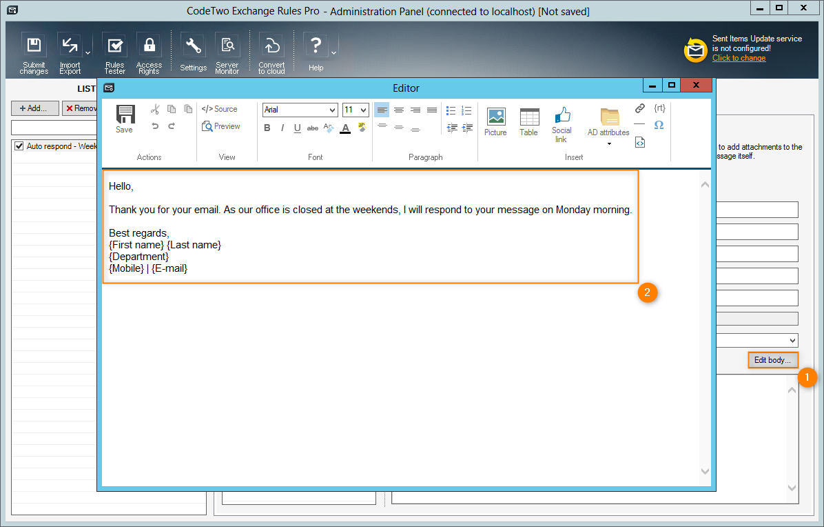 Examples of use - Auto respond to mail outside working hours | CodeTwo ...