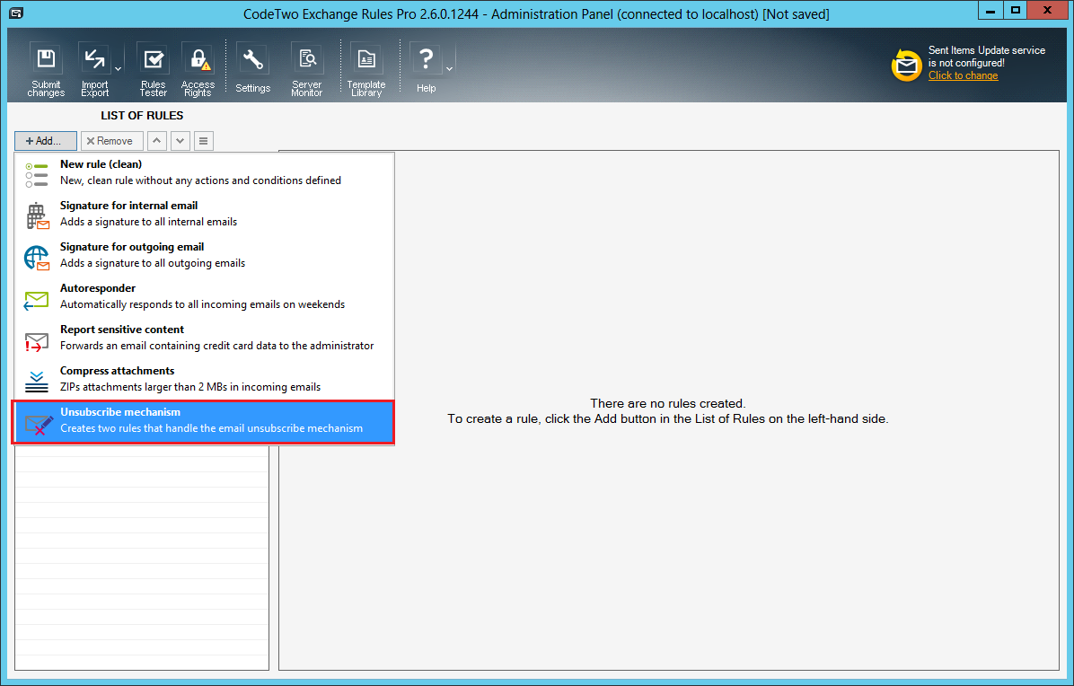 Examples of use - Use a mechanism unsubscribing recipients from mailing lists | CodeTwo Exchange ...