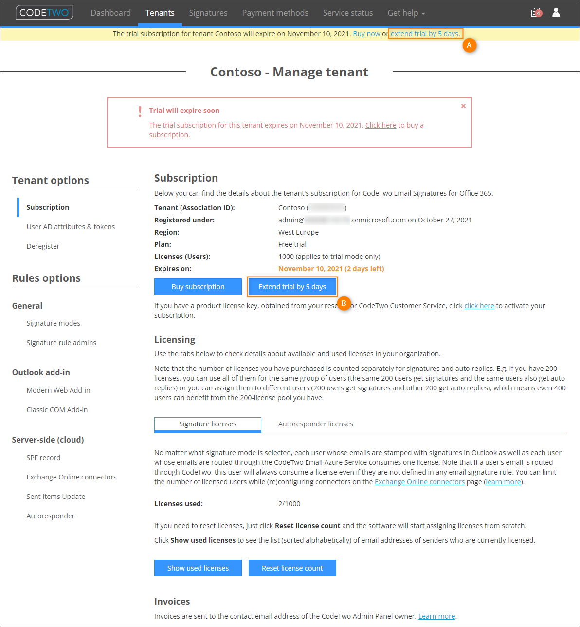 Licensing | CodeTwo Email Signatures for Office 365 User's manual