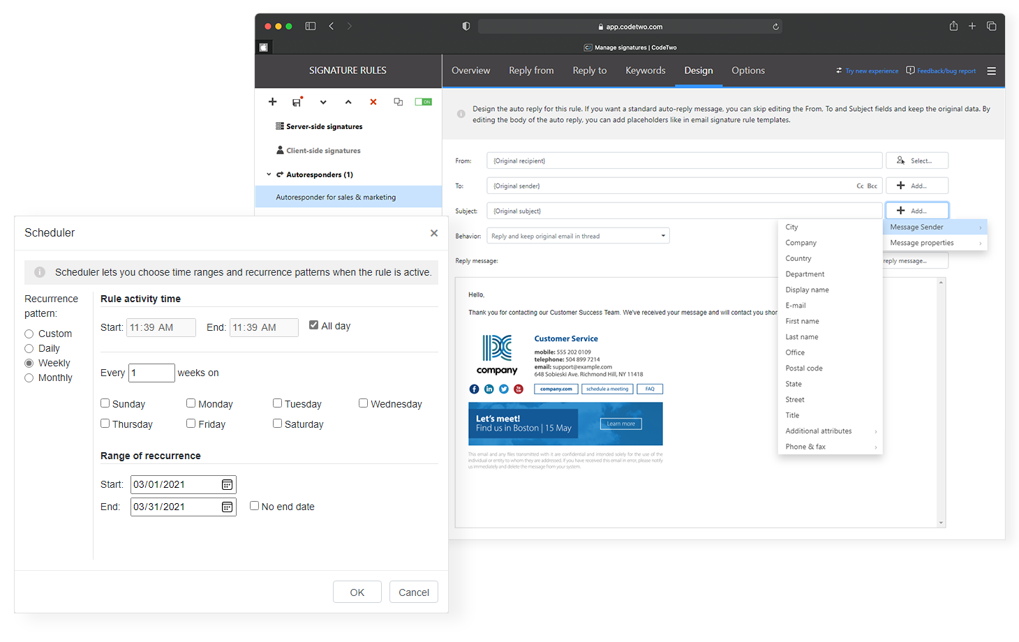 Centrally managed auto replies for Microsoft 365 | CodeTwo