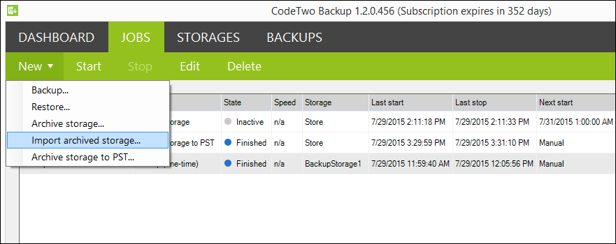 How to - Manage backup storage | CodeTwo Backup User's manual