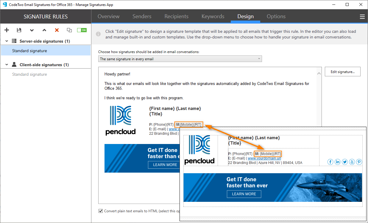 How to fix spaces disappearing from email signatures