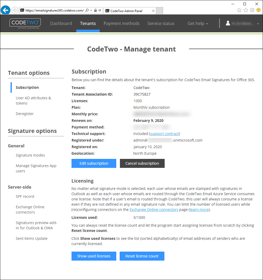 Licensing | CodeTwo Email Signatures for Office 365 User's manual