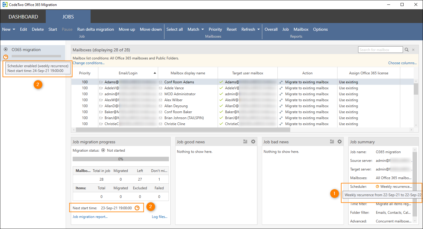 How to - Configure a migration job - Configure scheduler | CodeTwo ...