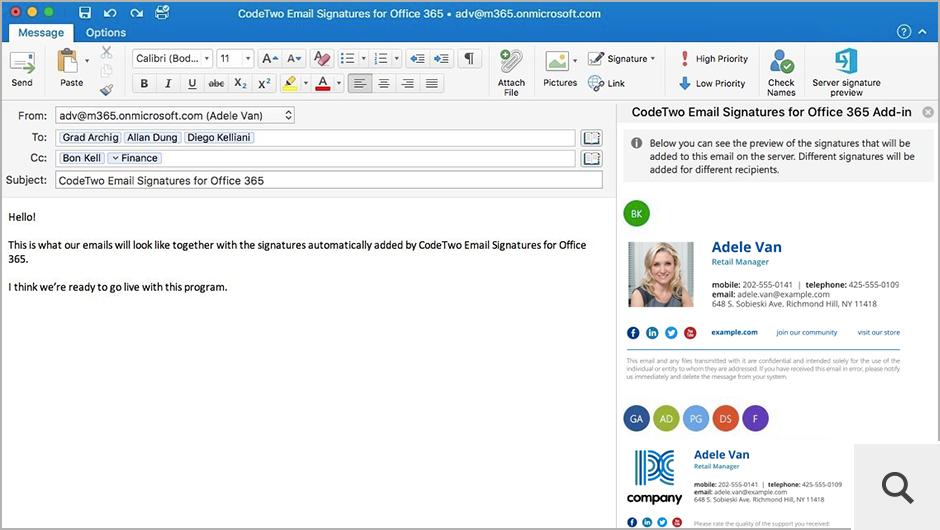 CodeTwo Email Signatures for Office 365 - Screenshots and Videos