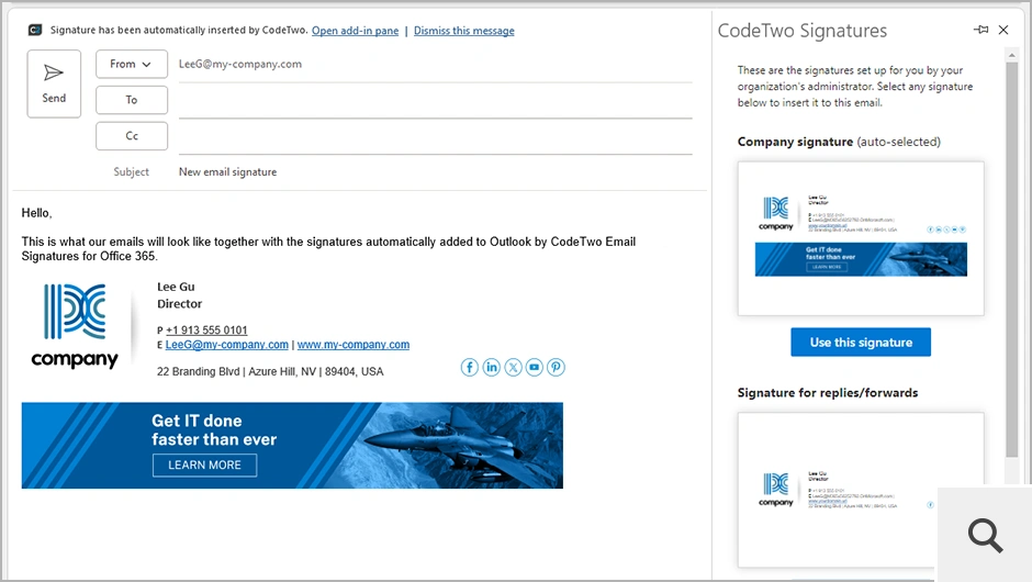 CodeTwo Email Signatures 365 - Screens & videos