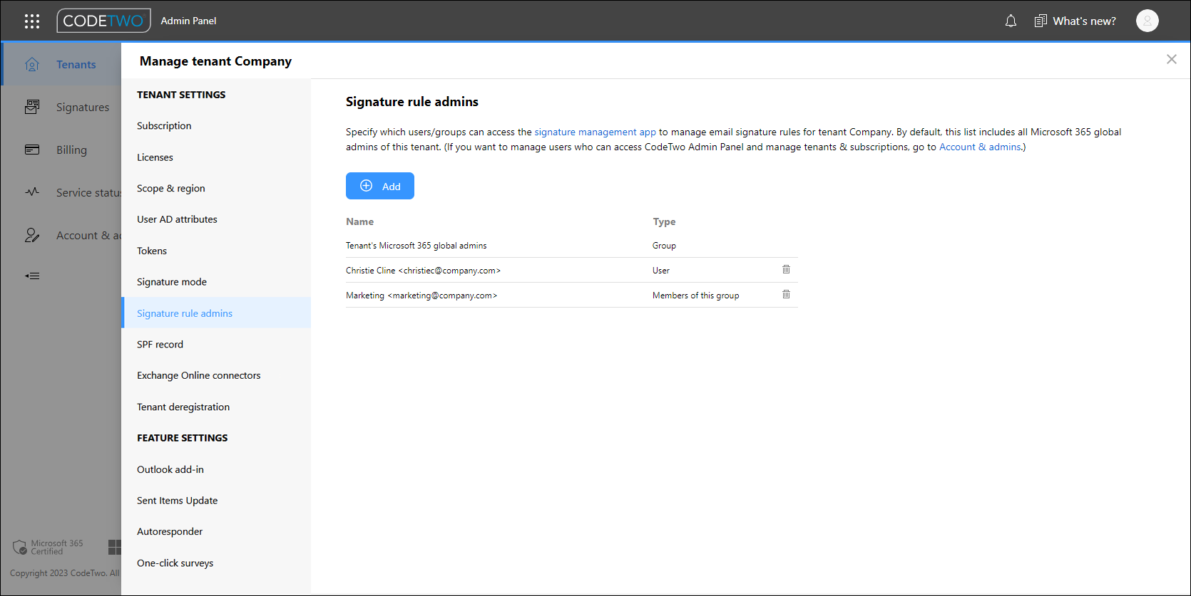 CodeTwo Email Signatures 365 - Screens & videos
