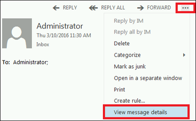 How to view a message header in Office 365 and OWA