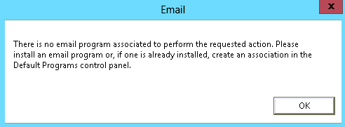 Error: There is no email program associated to perform the requested action