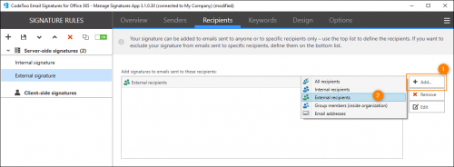 Examples of use - Add different signatures to internal and external emails | CodeTwo Email ...
