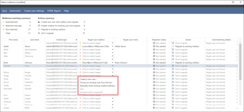 How to - Configure a migration job - Match mailboxes | CodeTwo Exchange ...