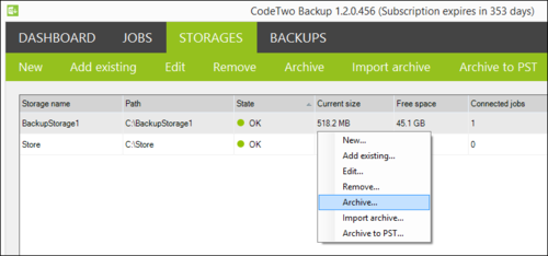 How to - Manage backup storage | CodeTwo Backup User's manual