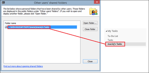 How to open a folder shared by another user
