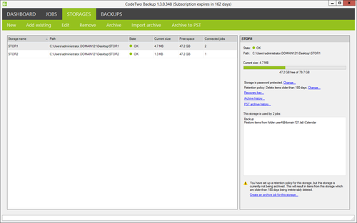 How to - Manage backup storage | CodeTwo Backup User's manual