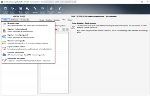 Configuration of rules | CodeTwo Exchange Rules Pro User's manual