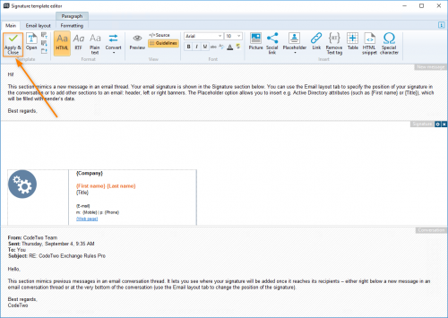 Examples of use - Insert different signatures for internal and outgoing ...