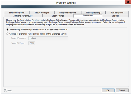 Settings and advanced features - Connecting to Exchange Rules Pro ...