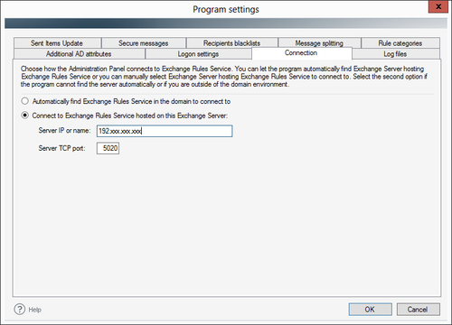 Settings and advanced features - Connecting to Exchange Rules Pro ...