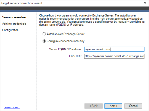 How to - Connect to a target Exchange server | CodeTwo Exchange ...