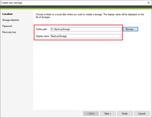 Creating data backup - Storages - Creating a new storage | CodeTwo Backup User's manual