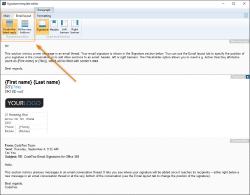 Examples of use - Add signatures directly under replies/forwards ...