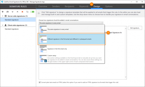 Examples of use - Add different signatures to first and subsequent emails | CodeTwo Email ...