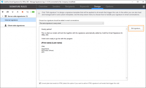 Examples of use - Add different signatures to internal and external ...
