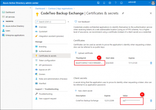 Creating data backup - Server connections - Connecting to Exchange Server | CodeTwo Backup User ...