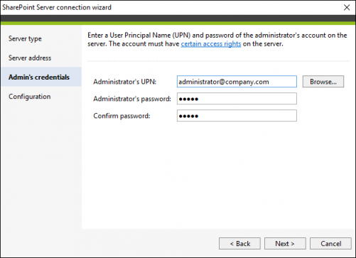 Creating Data Backup Server Connections Connecting To Sharepoint Codetwo Backup Users Manual