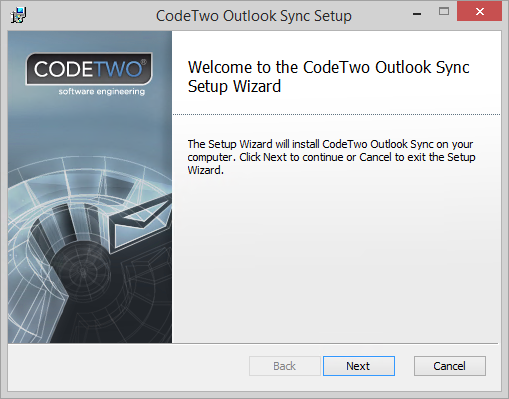 Installation - Installation process | CodeTwo Outlook Sync User's manual Installation - Installation process | CodeTwo Outlook Sync User's manual