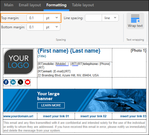 How to remove spacing between email body and signature