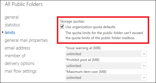 How to fix problems with the migration of public folders (quota exceeded)