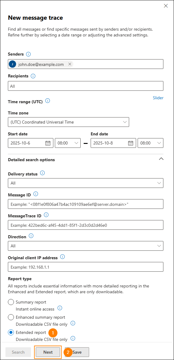 How to create an extended message trace report in Microsoft 365