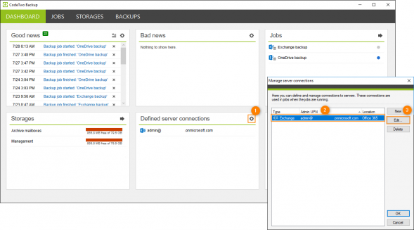 How to use connections created by other users in CodeTwo Backup