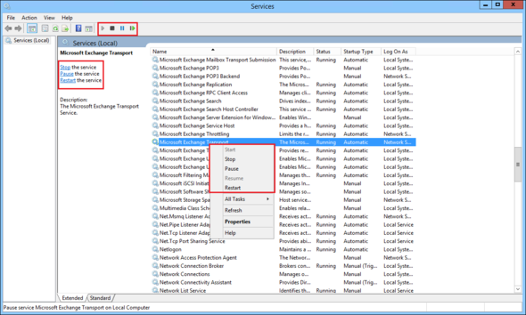 How to restart the Microsoft Exchange Transport service