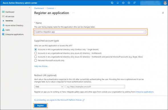 How to register CodeTwo applications in Azure AD