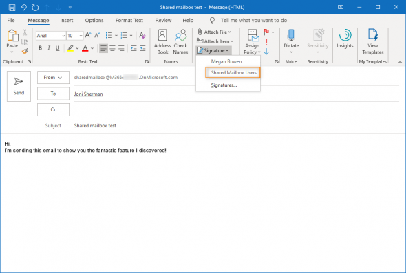 How to add signatures to Office 365 shared or resource mailboxes