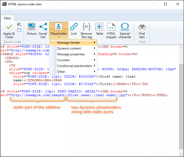 How to add a placeholder-based image