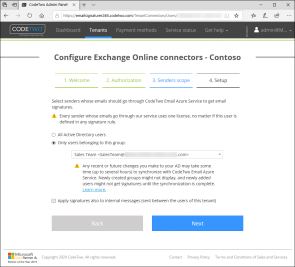 How to add multiple groups to CodeTwo transport rule in Office 365