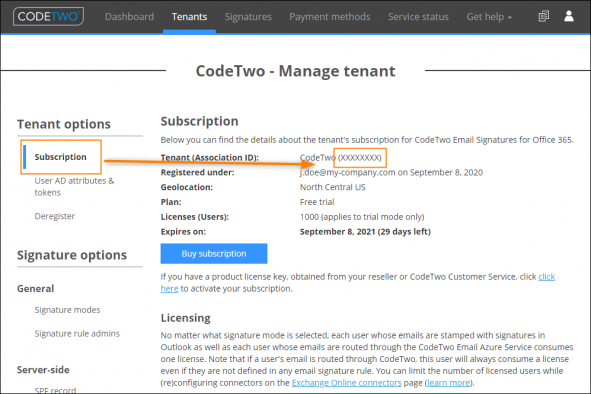 What are Contact ID and Tenant Association ID and where to find them