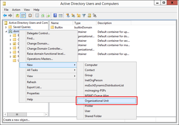 Creating new AD users in a specific organizational unit